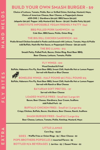Hungry Llama Food Truck Menu - Fly Llama Brewing